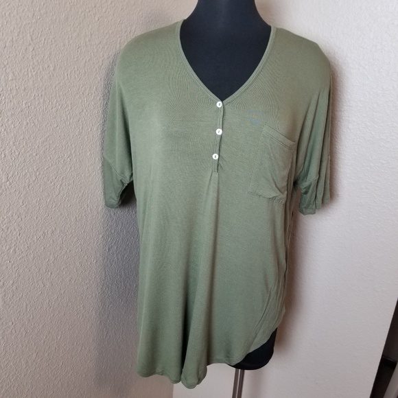 Rebellious One | Tops | New Rebellious One Short Sleeve Green Henley ...
